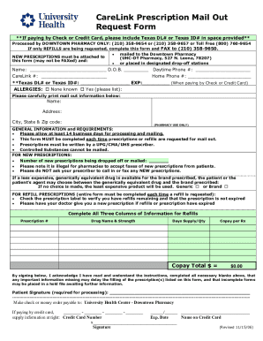 Fillable Online CareLink Prescription Mail Out Request Form Fax Email ...