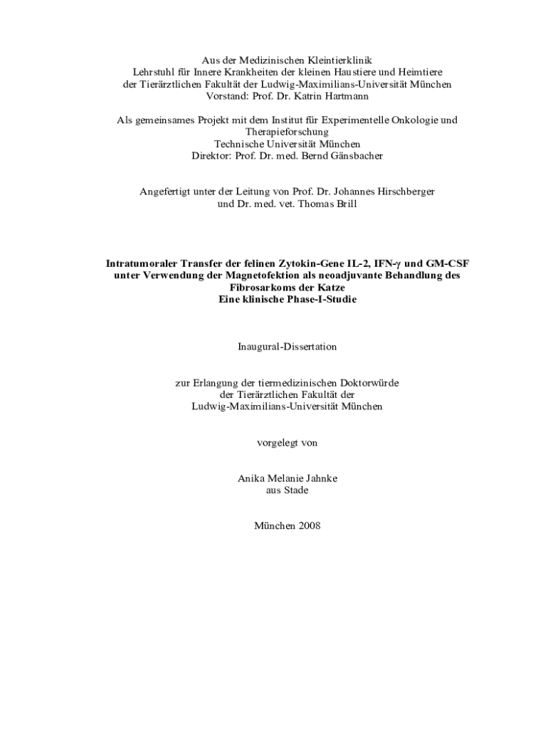 Ausfüllbar Online edoc ub uni-muenchen Intratumoraler Transfer der ...