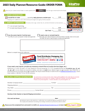 Fillable Online 2023 Daily Planner/Resource Guide ORDER FORM Fax Email ...