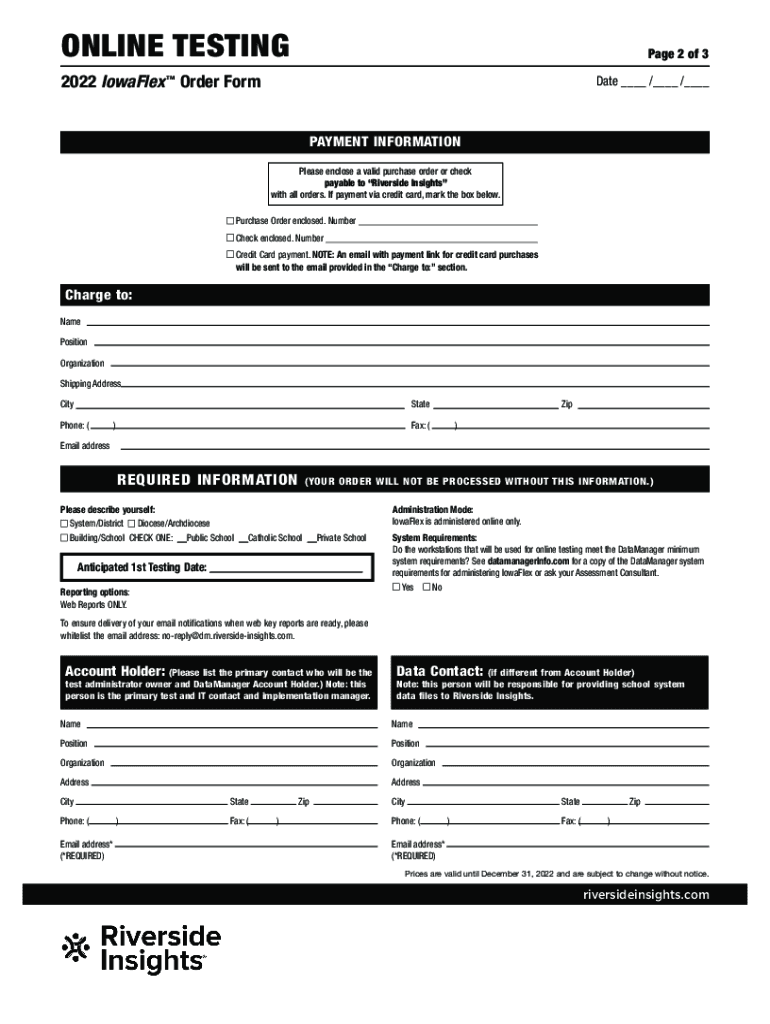 Fillable Online Riverside Insights Program Order Forms and Pricing ...