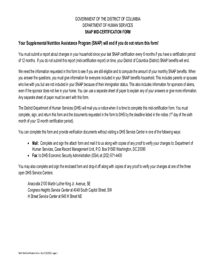 Fillable Online dhs dc SNAP Mid-Cert Form Only - final - 3-10-2022 ...