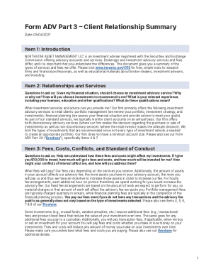 Fillable Online Form ADV, Part 3: Client Relationship Summary (CRS) Fax ...
