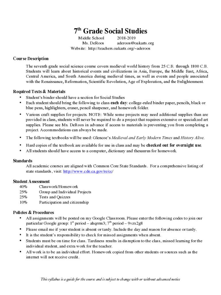 Fillable Online Seventh Grade Social Studies: Ancient World History ...