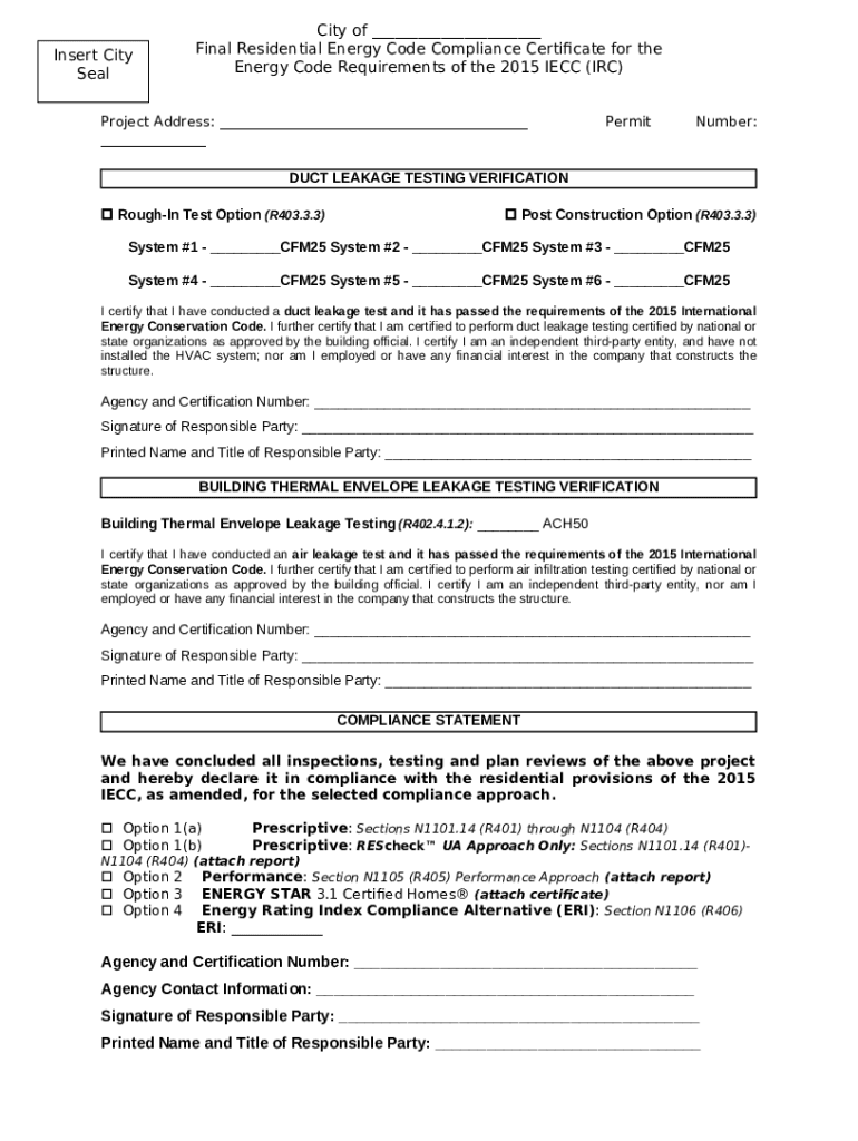 Prescriptive Tradeoff Code Compliance Options Statement Doc Template ...