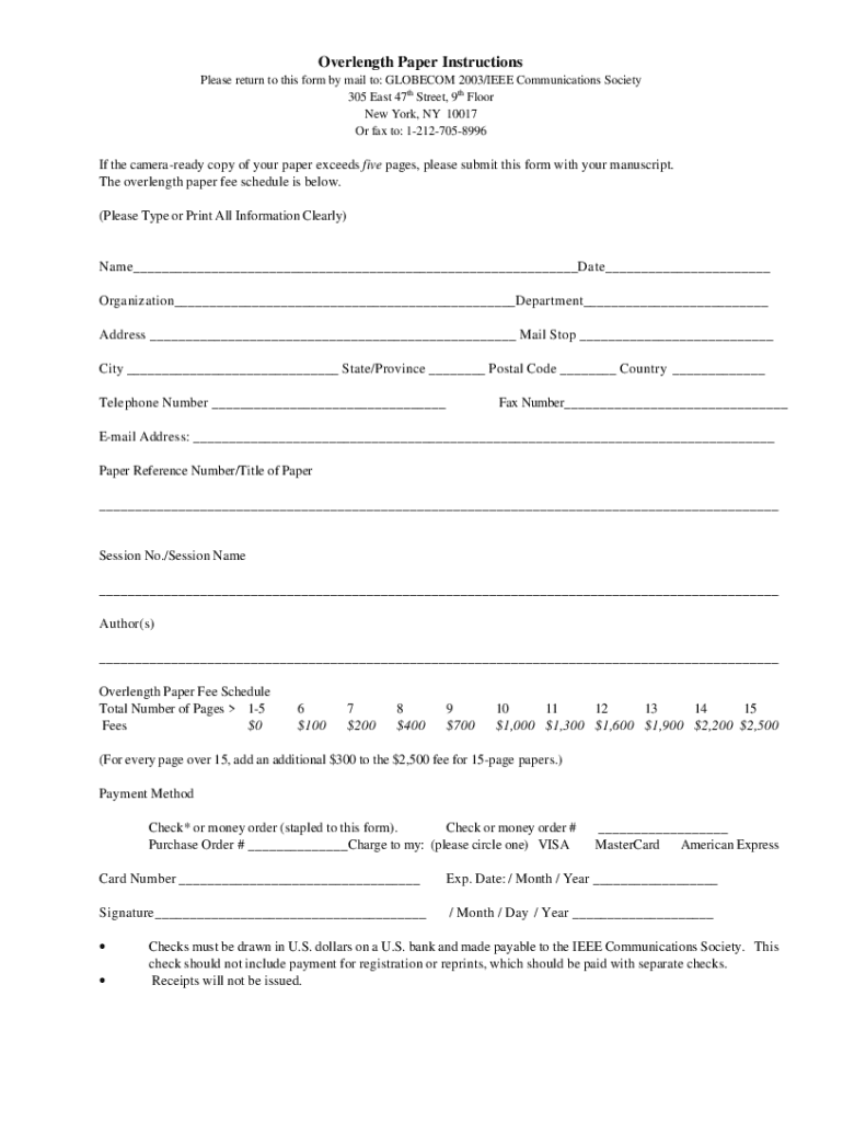 Fillable Online If the camera-ready copy of your paper exceeds five ...