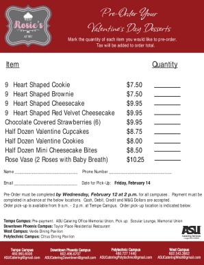 Fillable Online valentines day bake sale order form 2020 Fax Email ...