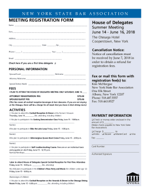 Fillable Online MEETING REGISTRATION FORM House of Delegates Fax Email ...