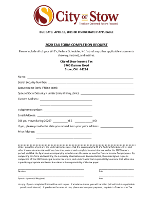 Fillable Online Tax Form Completion Request Fax Email Print - pdfFiller