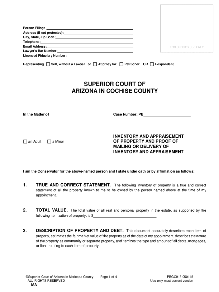Fillable Online cochise az Inventory Appraisement of Property Proof of ...
