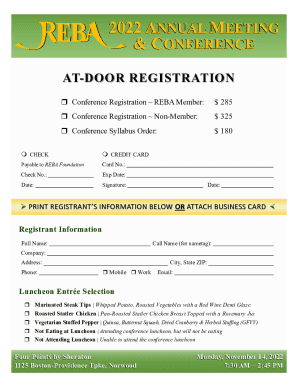 Fillable Online Conference Registration REBA Member: Fax Email Print ...