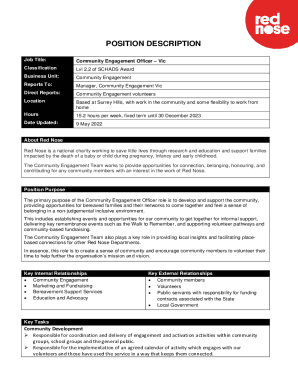 Fillable Online Community Engagement Specialist Job Description ...