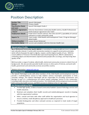 Fillable Online Position Classification Standard for Speech Pathology ...