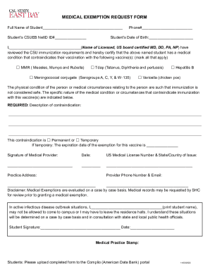 Fillable Online MEDICAL EXEMPTION REQUEST FORM Fax Email Print - pdfFiller