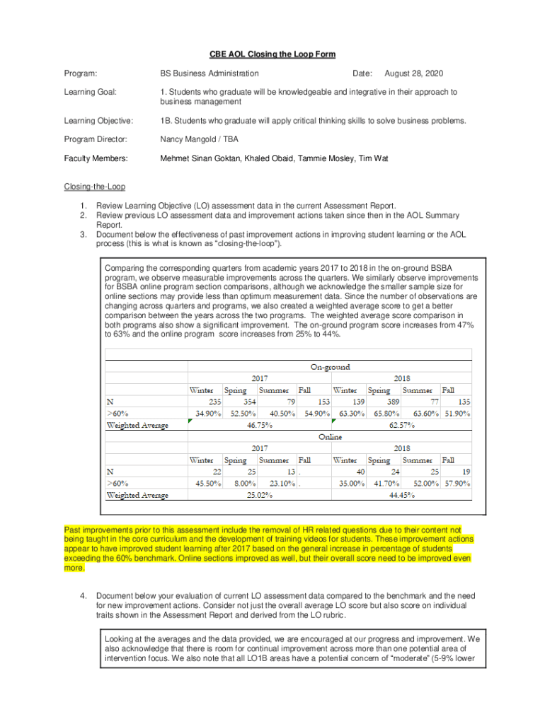 Fillable Online samples of closing of the loop as result of assessment ...