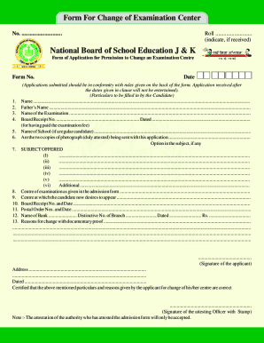 Fillable Online Change Examination Centre Form.cdr Fax Email Print - pdfFiller