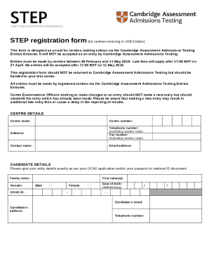 STEP registration Doc Template | pdfFiller