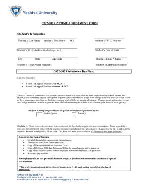 Fillable Online 2022-2023 INCOME ADJUSTMENT FORM Fax Email Print - pdfFiller