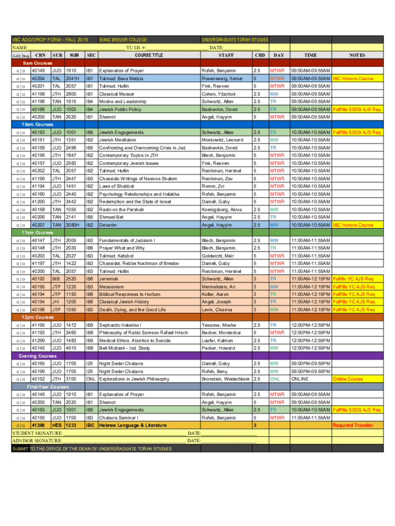 Fillable Online IBC ADD / DROP FORM - SPRING 2019 Fax Email Print - pdfFiller