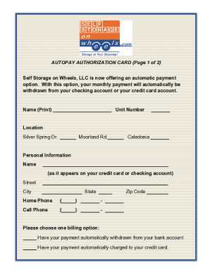 Fillable Online Automatic Payment Authorization Form Option 2 Fax Email ...