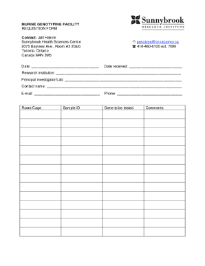 Fillable Online MURINE GENOTYPING FACILITY REQUISITION FORM ...
