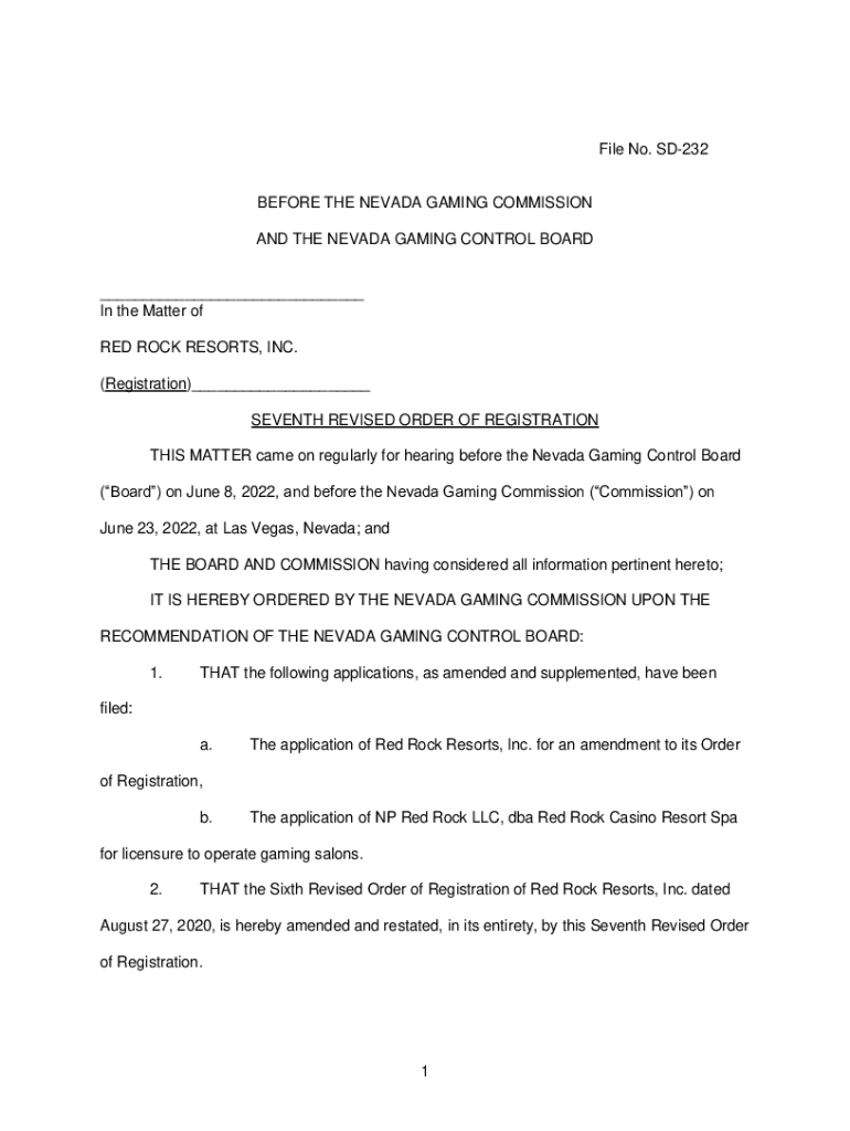 Fillable Online gaming nv received/filed - Nevada Gaming Control Board ...