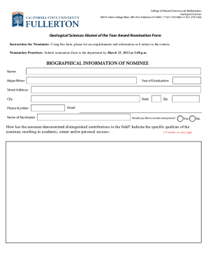 Fillable Online Instructions for Nominator: Please fill out the form on ...