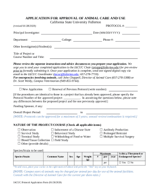 IACUC Protocol Application and Review Process Doc Template | pdfFiller