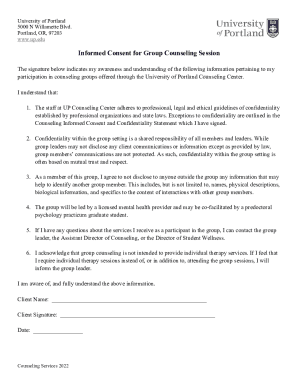 Fillable Online Informed Consent for Group Counseling Session Fax Email ...