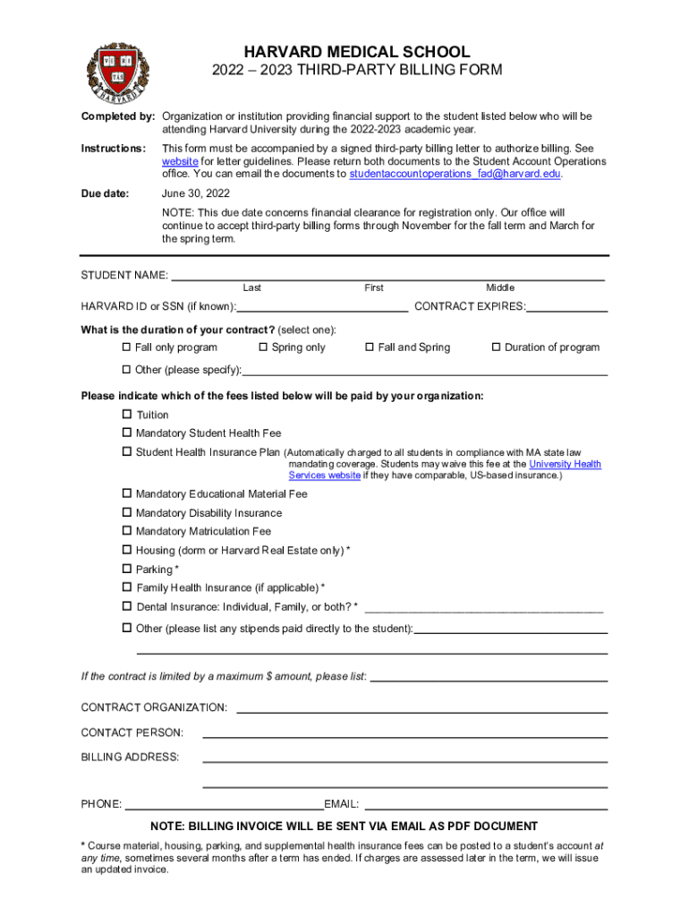 Fillable Online sfs harvard harvard medical school - 20222023 third ...