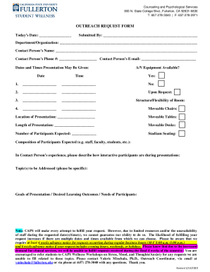 Fillable Online OUTREACH REQUEST FORM Fax Email Print - pdfFiller