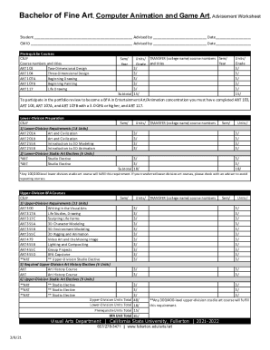 Fillable Online Art, Computer Animation and Game Art Concentration, B.F ...