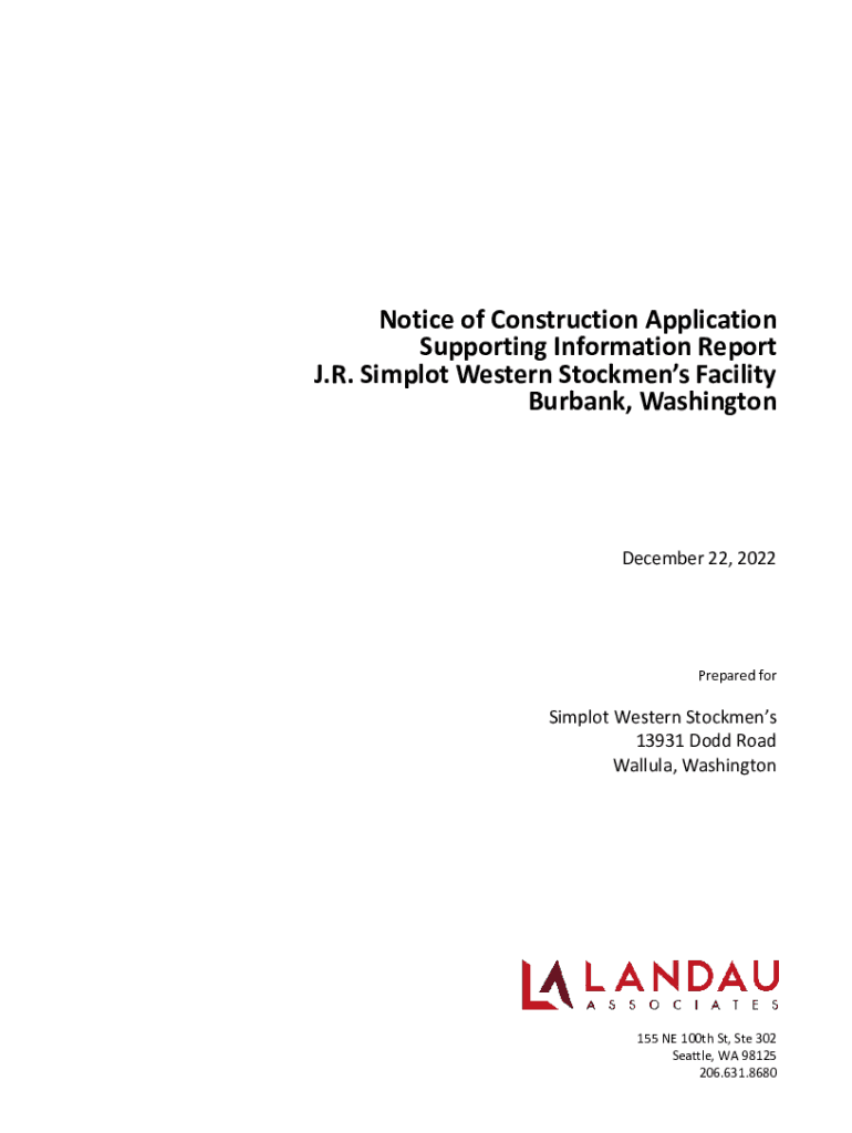 Fillable Online J.R. Simplot Western Stockmen. Notice of Construction ...