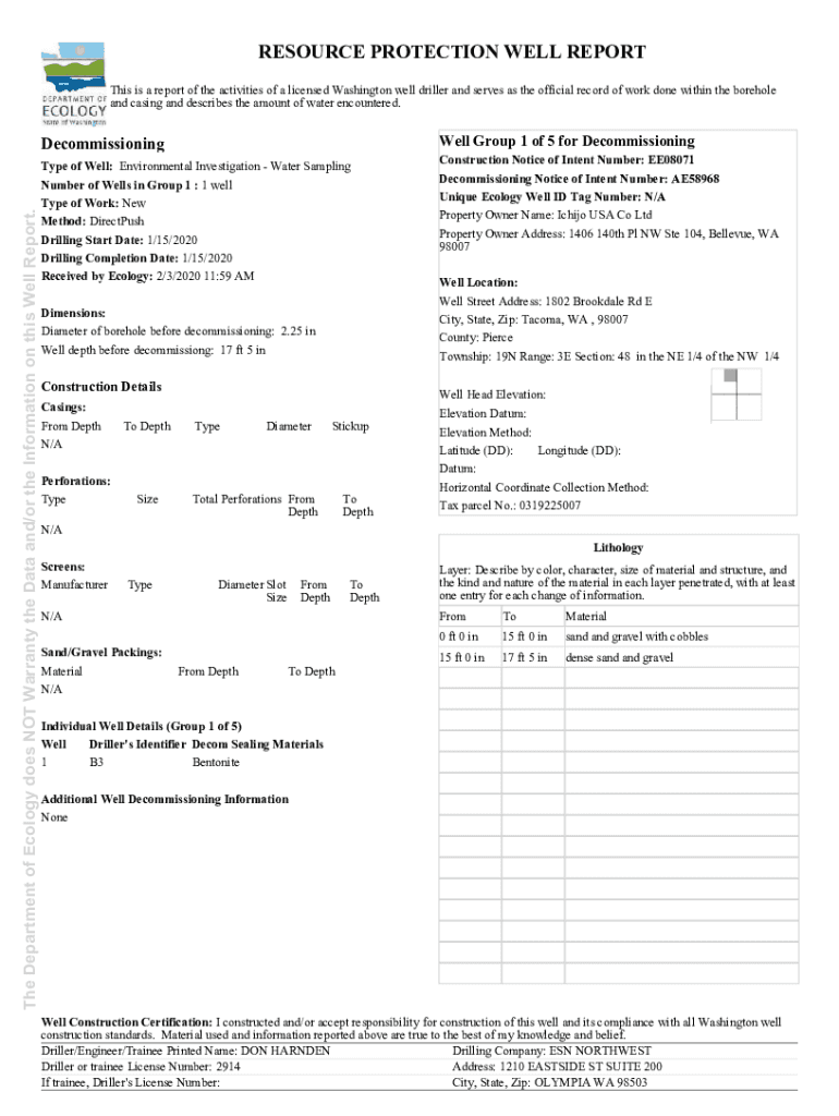 Fillable Online Well Group 1 of 5 for Decommissioning Fax Email Print ...