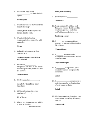 Fillable Online sample-questions.pdf - 1. JPanel and Applet useas their ...