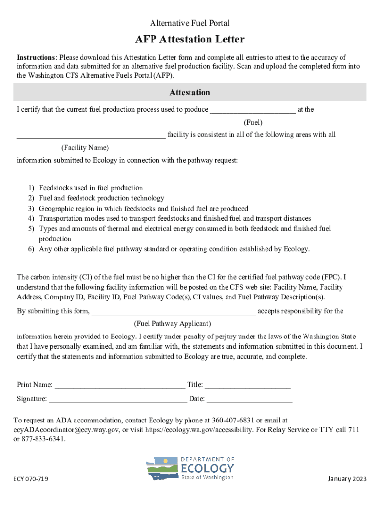 Fillable Online AFP Attestation Letter - Washington State Department of ...