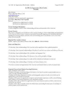 Fillable Online Get the free Art 1301: Art Appreciation (Dual Credit) Fax Email Print - pdfFiller