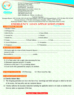 Fillable Online emergency loan application form - Ollin SACCO Fax Email ...
