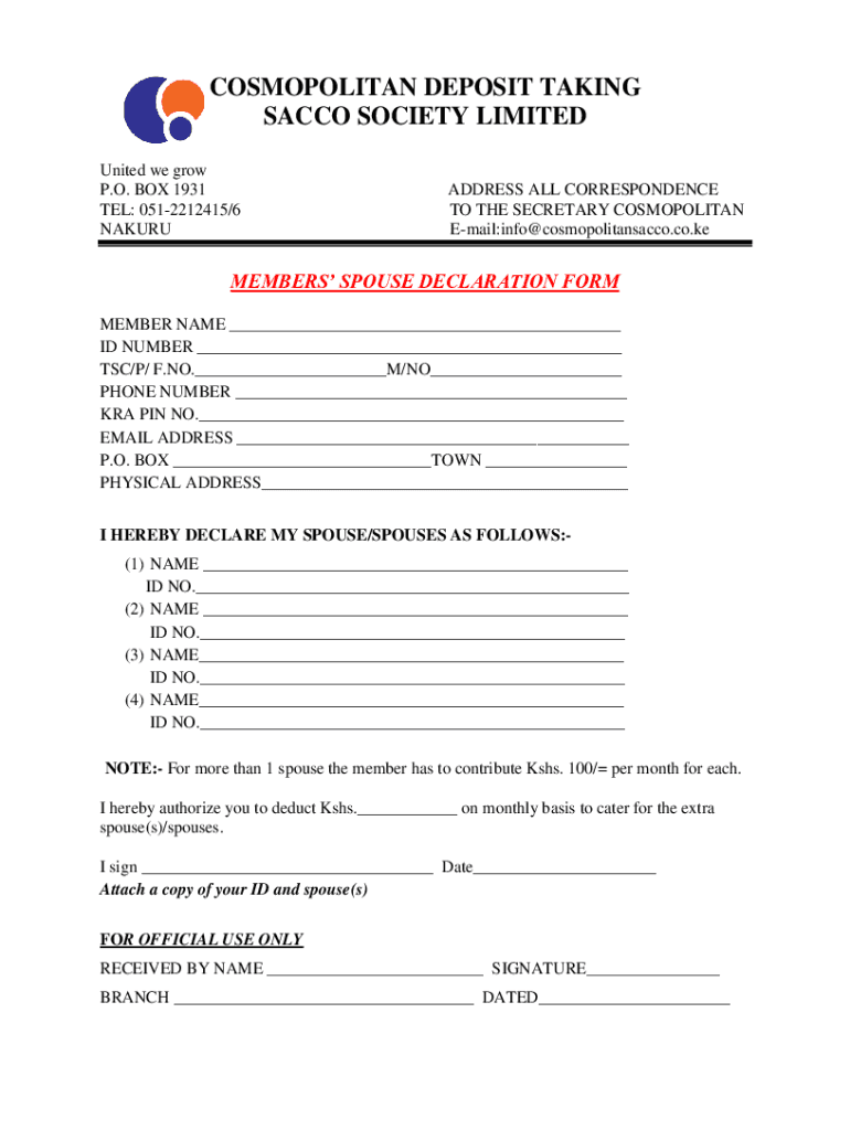 Fillable Online spouse declaration form Fax Email Print - pdfFiller
