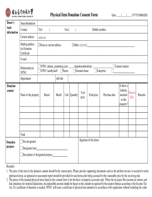 Fillable Online Physical Item Donation Consent Form Fax Email Print ...