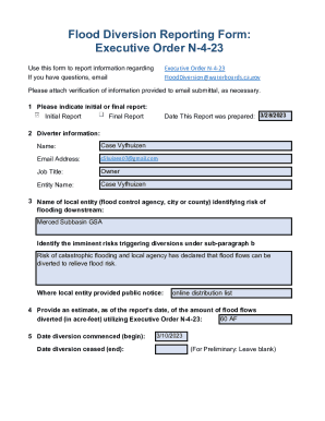 Fillable Online Flood Diversion Reporting Form: Executive Order N-4-23 ...
