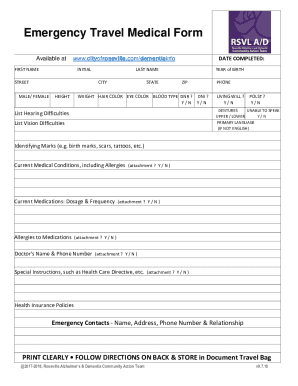 Fillable Online Emergency Travel Medical Form Fax Email Print - pdfFiller