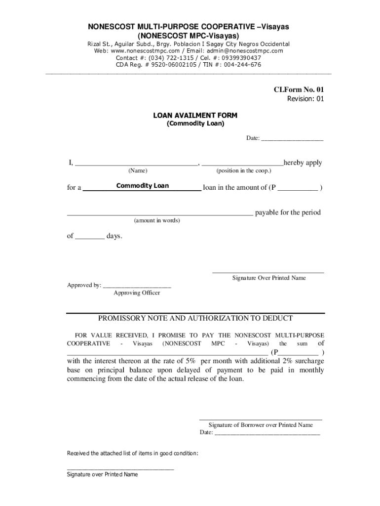 Fillable Online Commodity Loan Form Fax Email Print - pdfFiller