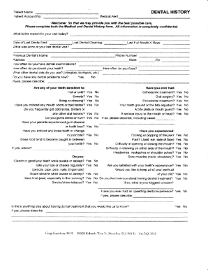 Fillable Online DENTAL HISTORY Fax Email Print - pdfFiller
