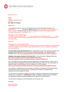 Fillable Online oia osu Template for J-1 Exchange Visitor Offer ...