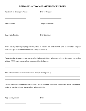 Fillable Online Religious Workplace Accommodation Request Form Fax ...