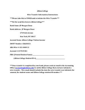 Fillable Online Chase Wire Transfer Form Pdf Fax Email Print - pdfFiller