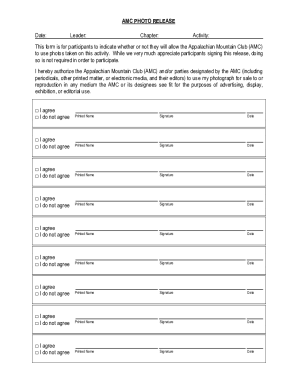Fillable Online AMC PHOTO RELEASE Date: Leader: Chapter: Activity: This ...