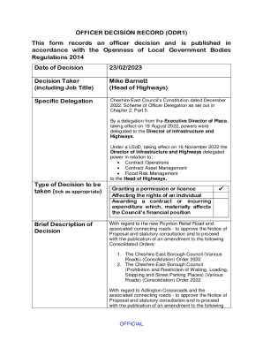Fillable Online Record of Officer's Decision The Openness of Local ...
