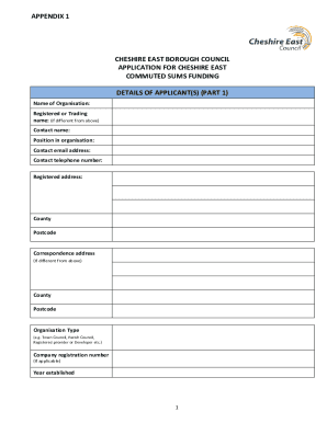 Fillable Online Appendix 2 - S106 financial contributions application ...