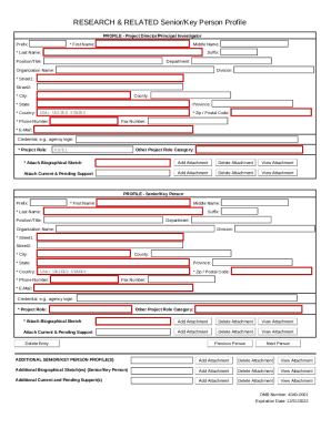 Fillable Online Research & Related Senior/Key Person Profile Fax Email ...